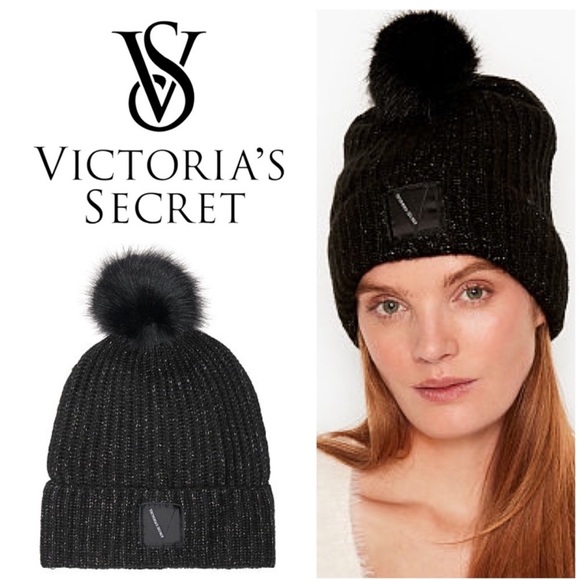 Victoria's Secret | Accessories | Nwt Vs Metallic Knot Pom Pom Hat ...